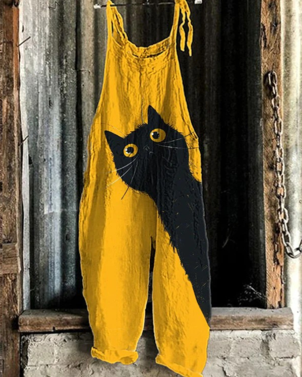 Solea | Lightweight yellow artisan overall with black cat – manawabay ...