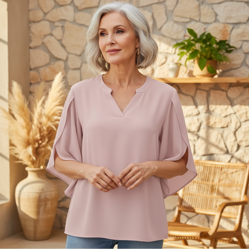 Katelina - Elegant V-Neck Top – manawabay-boutique